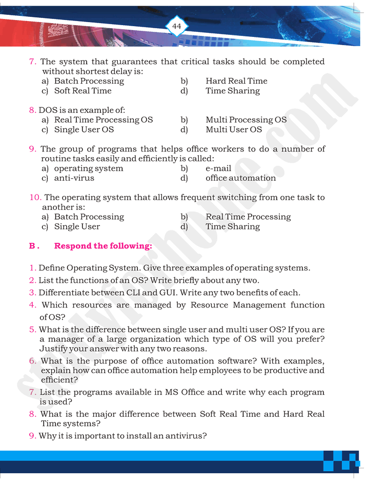 Fundamentals Of Operating System Unit 2 Computer 9th Text Book