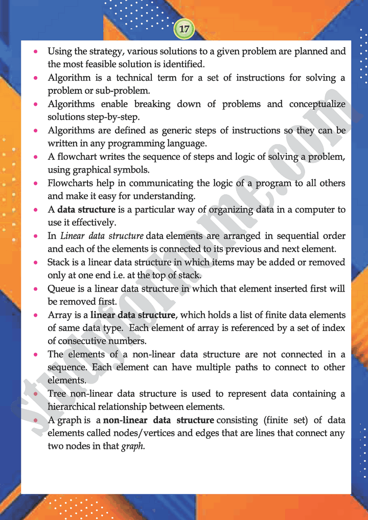 Problem Solving And Algorithm Designing Unit 1 Computer Science 10th Text Book