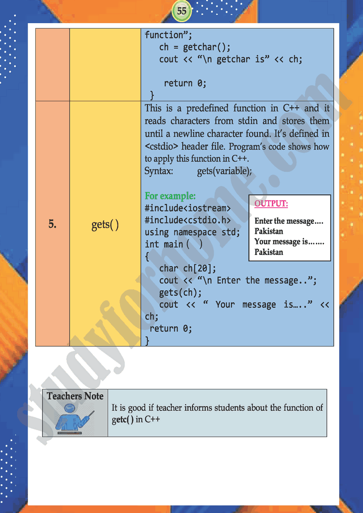 Input Output Handling In C Unit 3 Computer Science 10th Text Book
